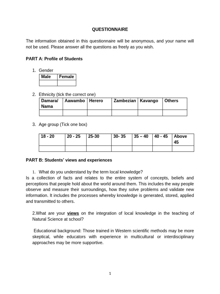 ERM Questionnaire Prof Ken Ngcoza | PDF | Knowledge | Science