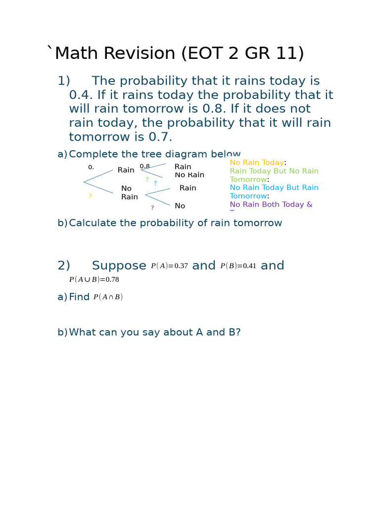 Tomorrow's Rain Probability Analysis | PDF | Area | Mathematics