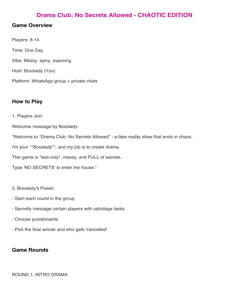 Drama Club Game Printable | PDF