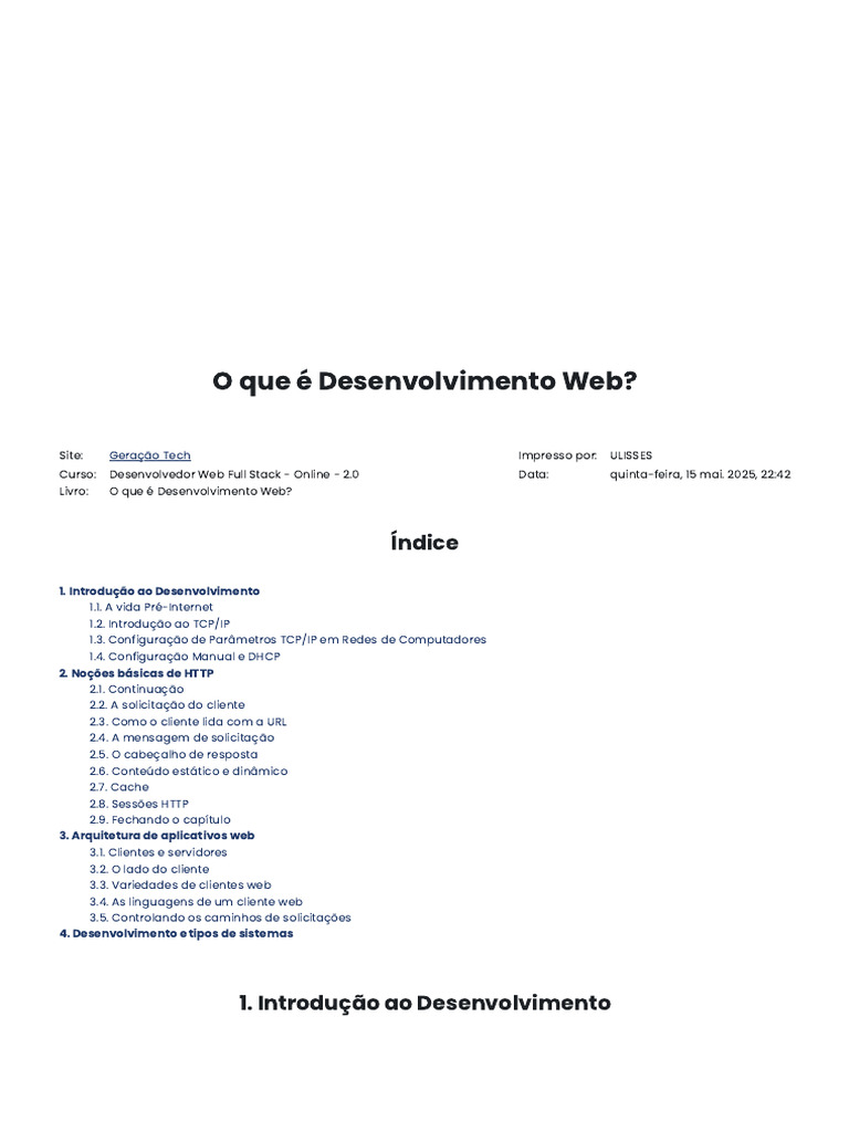 Introdução ao Desenvolvimento Web | PDF | Script Java | Modelo cliente ...