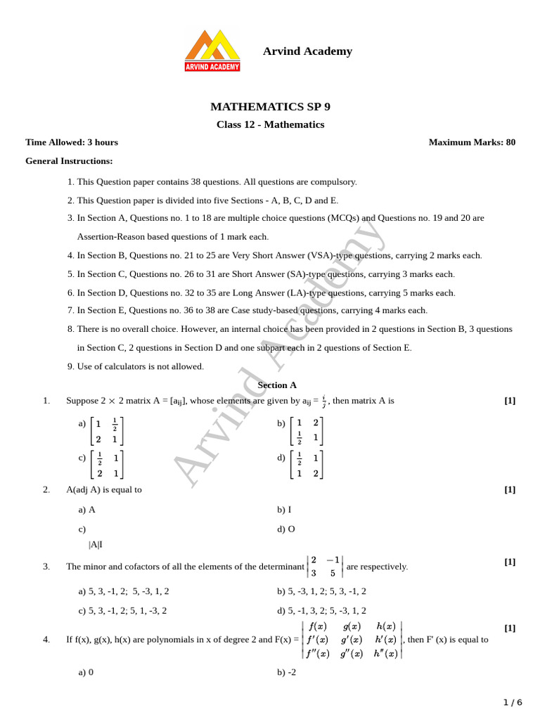 Question Mathematics SP 9 - 49268751 - 2024 - 12 - 29 - 16 - 34 | PDF ...