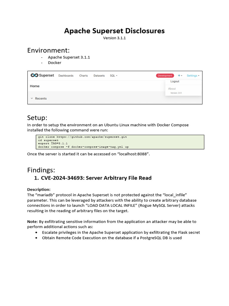 Apache Superset - CVE-2024-34693 | PDF | Http Cookie | Postgre Sql