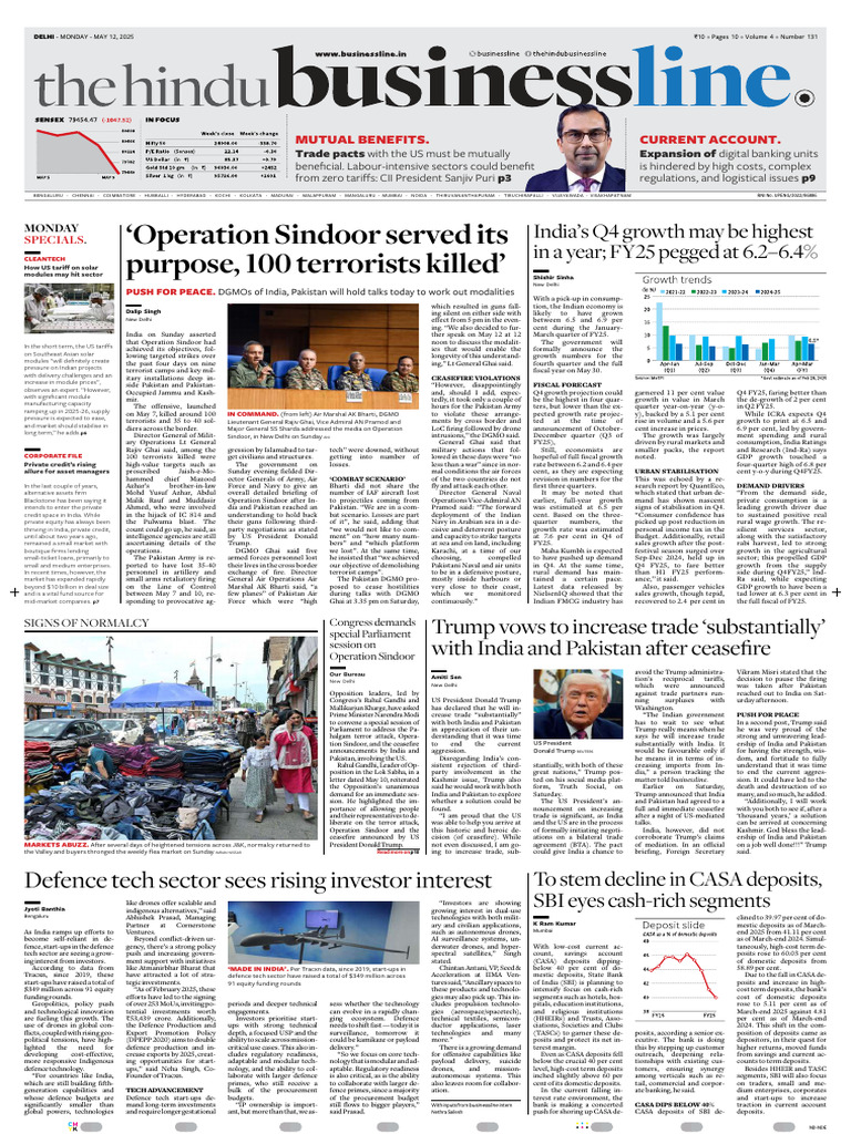 The HINDU BusinessLine HD Delhi 12-05-2025 | PDF | India–Pakistan ...