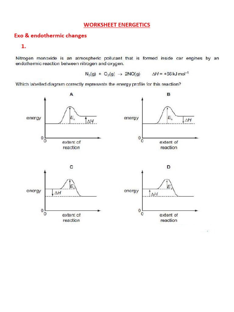 Energetics Worksheet | PDF