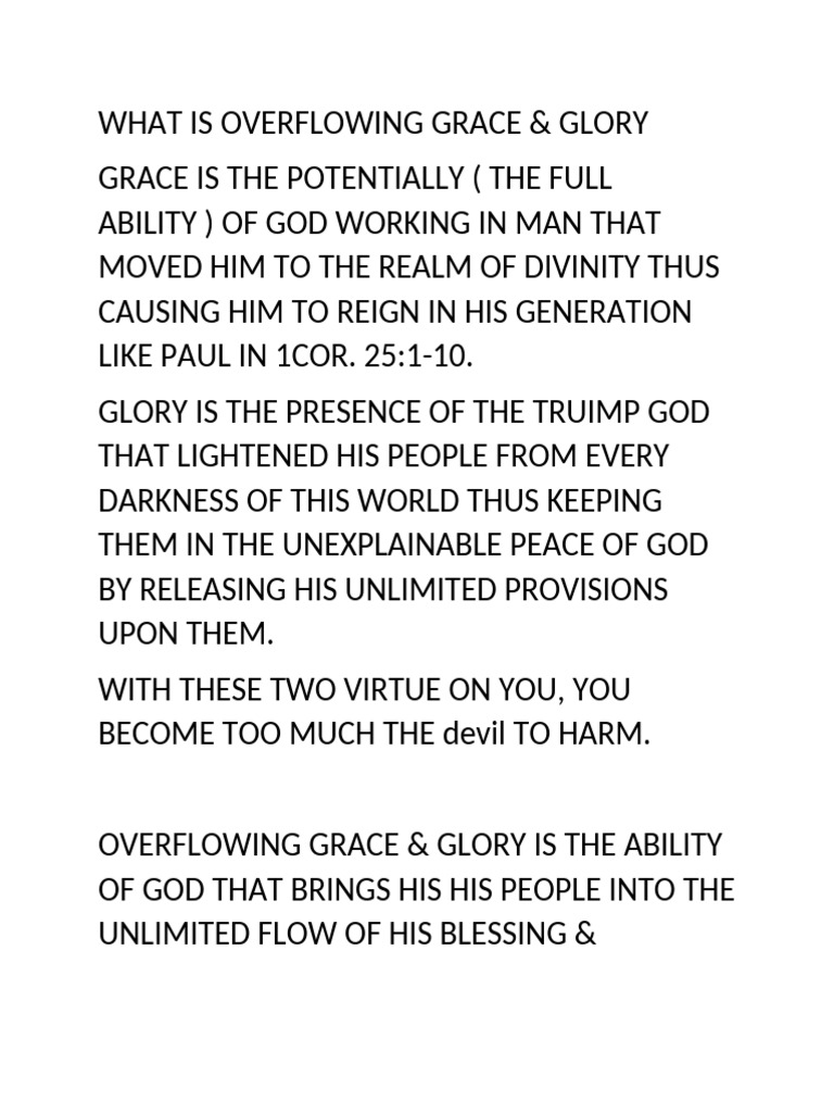 What Is Overflowing Grace & Glory - 101711 | PDF