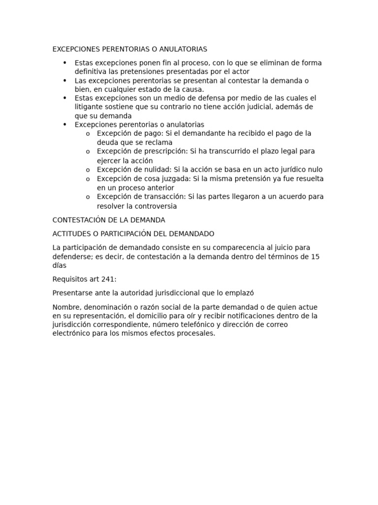 Excepciones Perentorias o Anulatorias | PDF