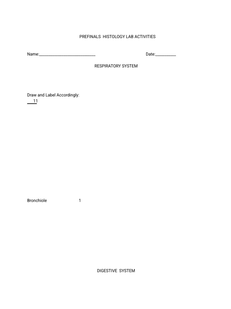 Prefinals Histology Lab Activity | PDF