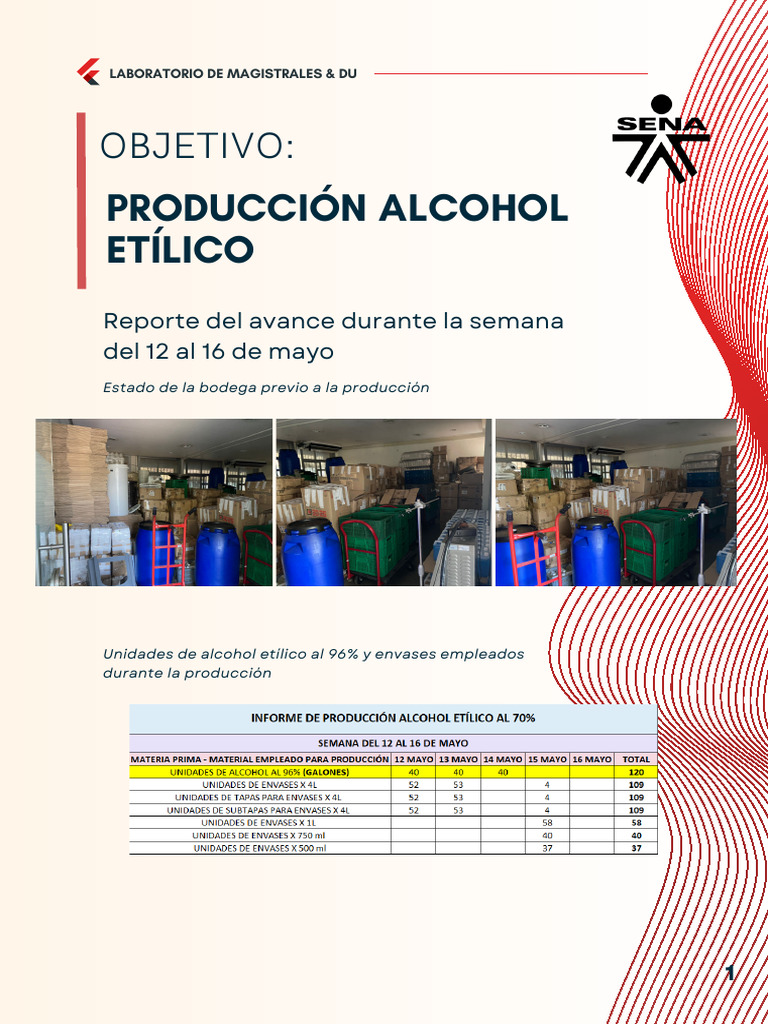Informe Producción Alcohol Etílico | PDF | Etanol | Química