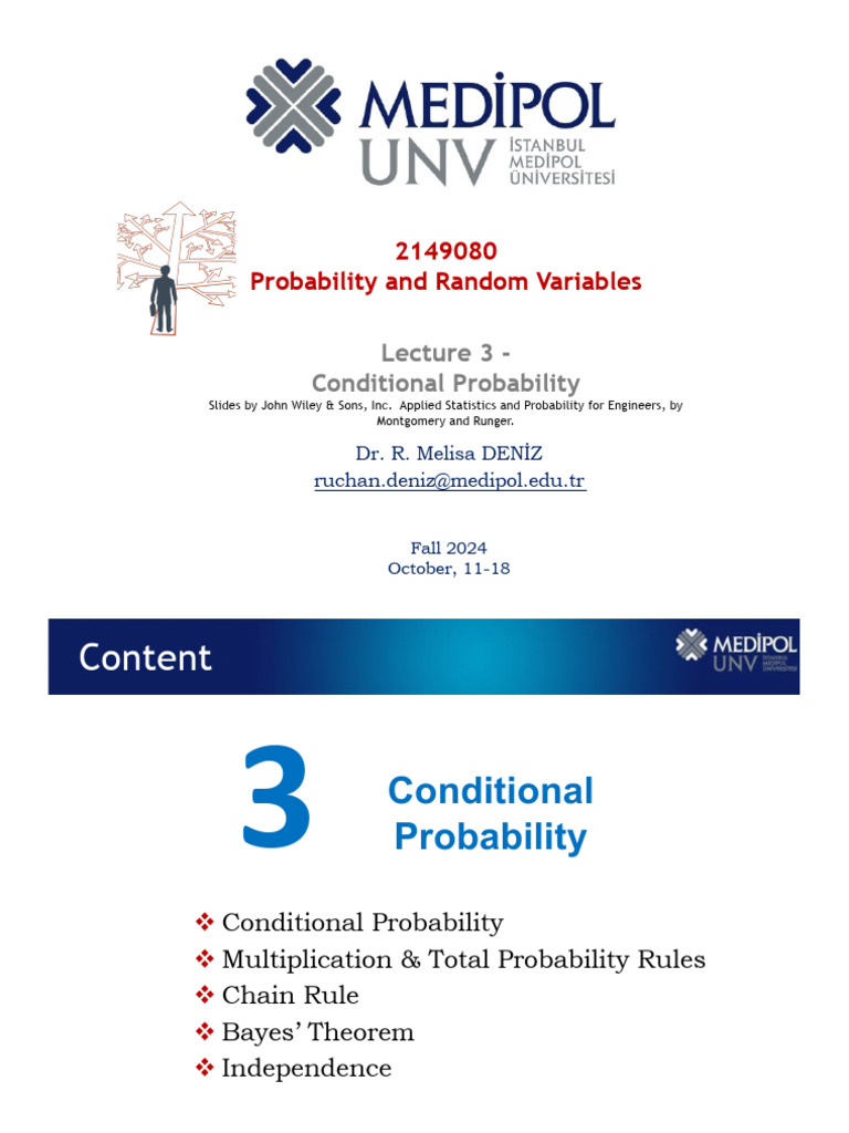 Prob - Lecture 3 - Conditional Probability | PDF | Probability Theory | Probability Distribution
