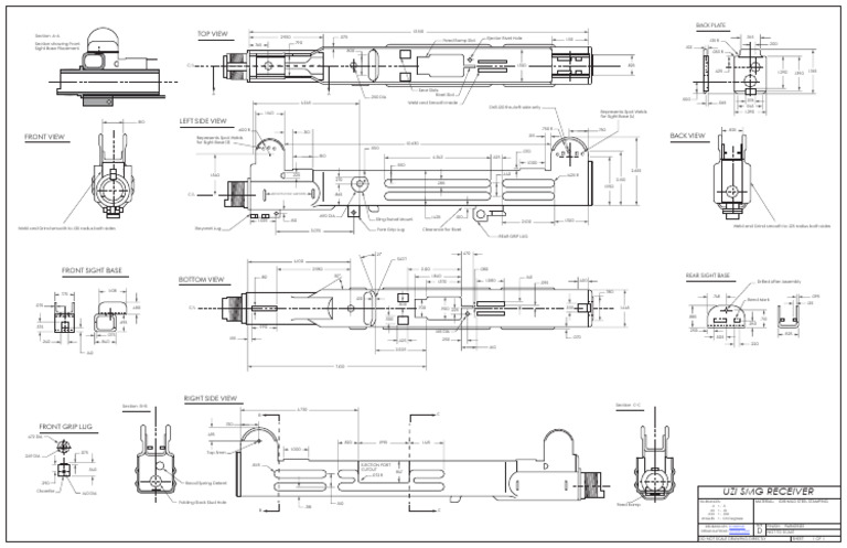 Uzi Receiver Drawing Public | PDF | Rivet | Weapon Design