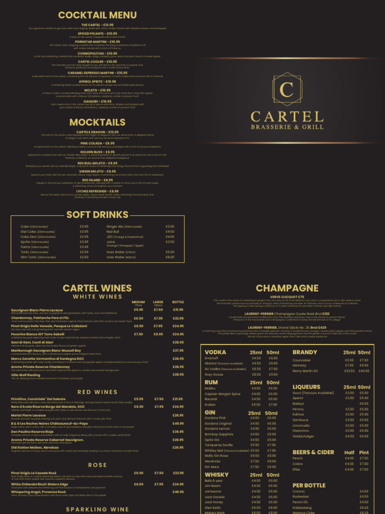 Cocktail and Drink Menu Overview | PDF | Drink | Grape