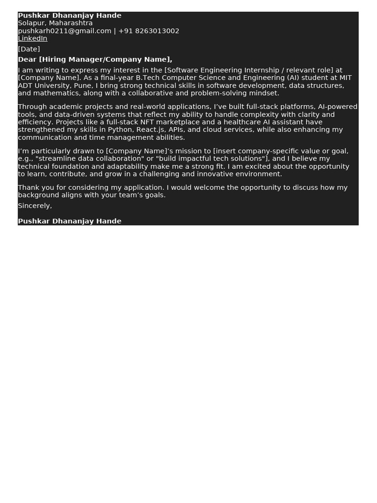 Cover Letter GS | PDF
