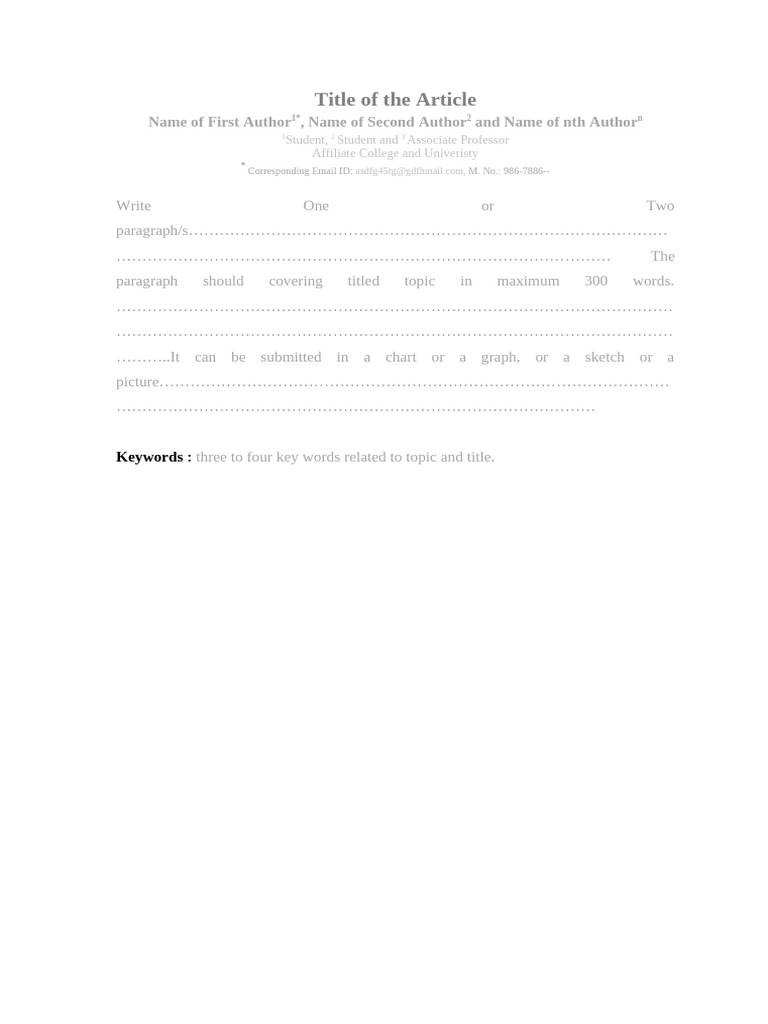 Standard Formate of Abstract | PDF