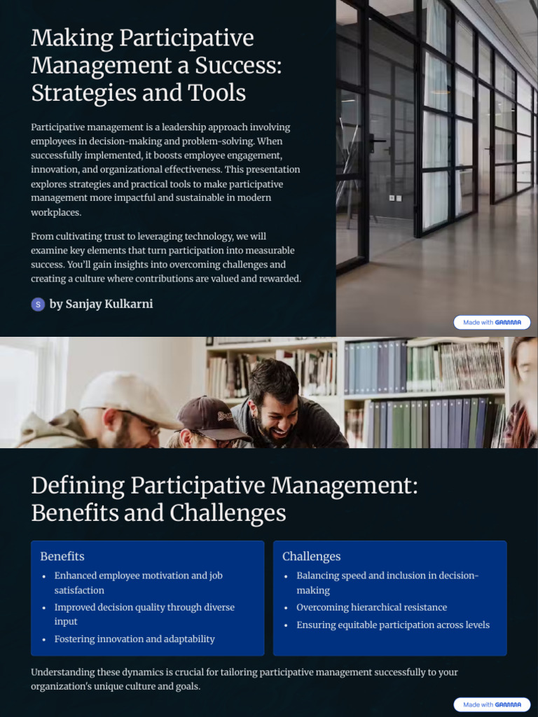 Making Participative Management A Success Strategies and Tools | PDF
