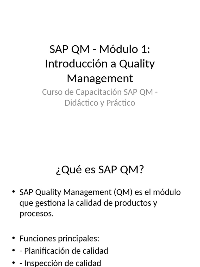 SAP QM Modulo1 Introduccion | PDF