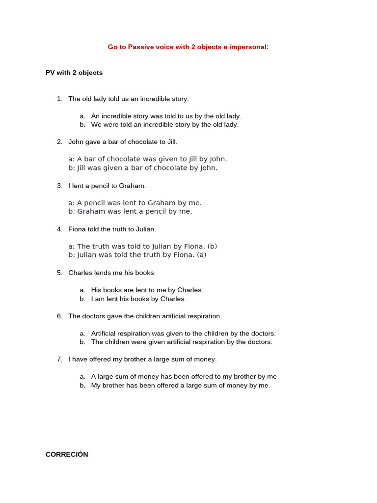 PV With 2 Objects e Impersonal SS-1 | PDF