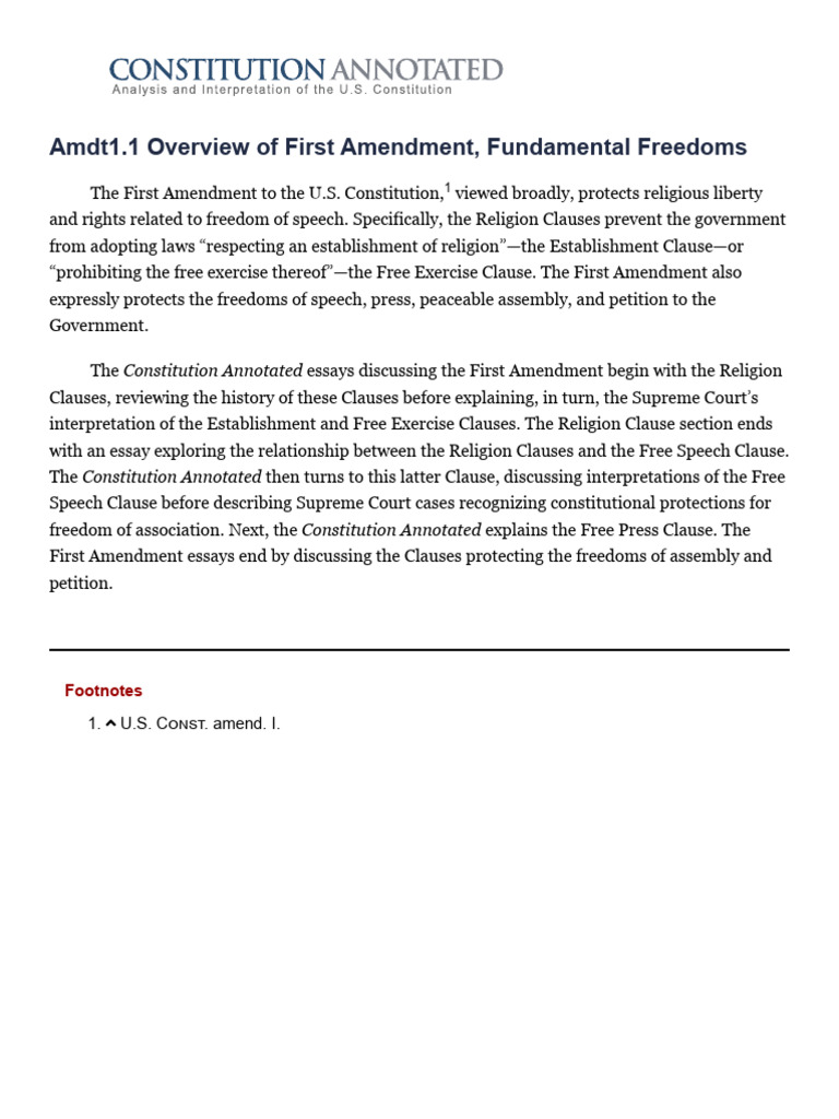 1 Overview of First Amendment Fundamental Freedoms - Constitution ...