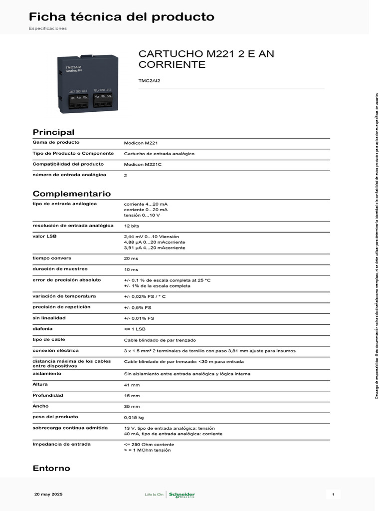 Schneider Electric - Modicon-M221 - TMC2AI2 | PDF | Residuos | Materiales