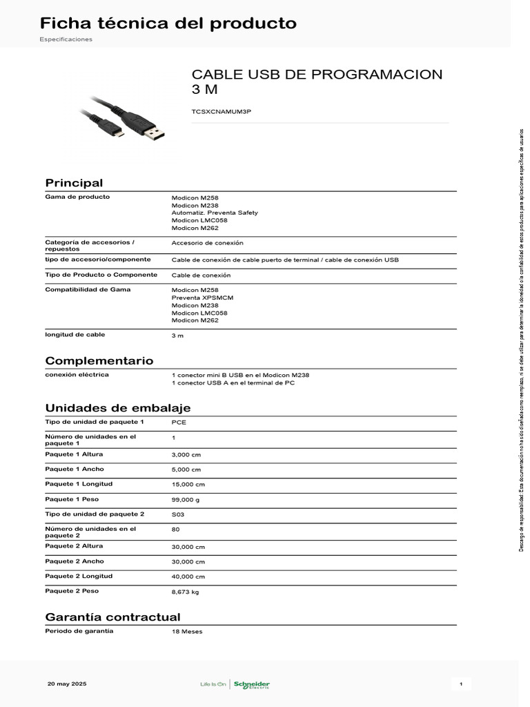 Schneider Electric_Modicon-M258_TCSXCNAMUM3P | PDF | USB | Ingeniería ...