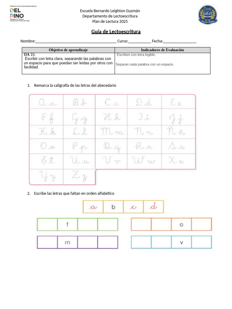 Guia de Lectoescritura abecedario | PDF