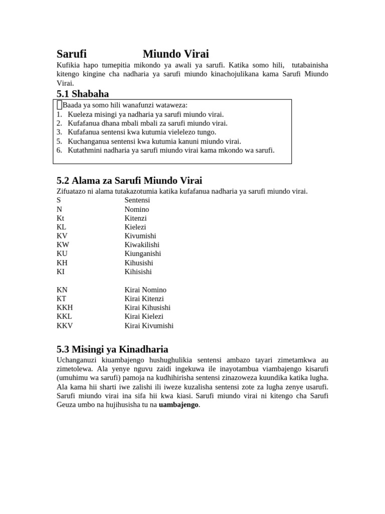 Sarufi Miundo Virai | PDF