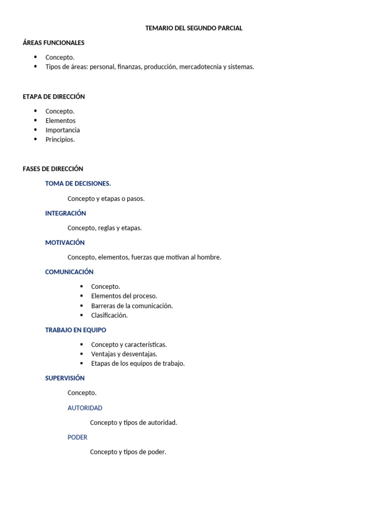 Temario - Segundo Parcial | PDF