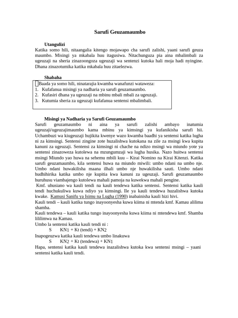 Sarufi Geuzamaumbo | PDF