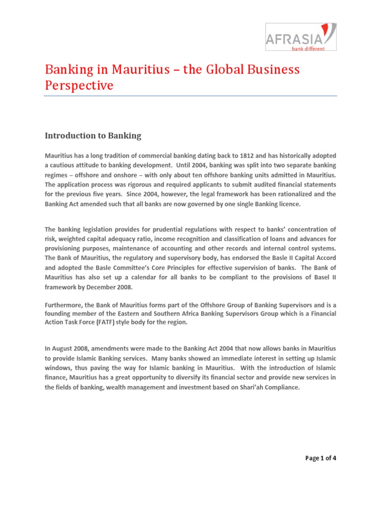 Mauritius Banking Sector Overview | PDF | Banks | Business