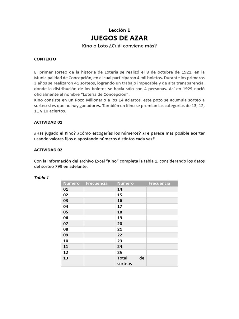 Lección 1 Unidad 1 CBPR01 | PDF | Lotería