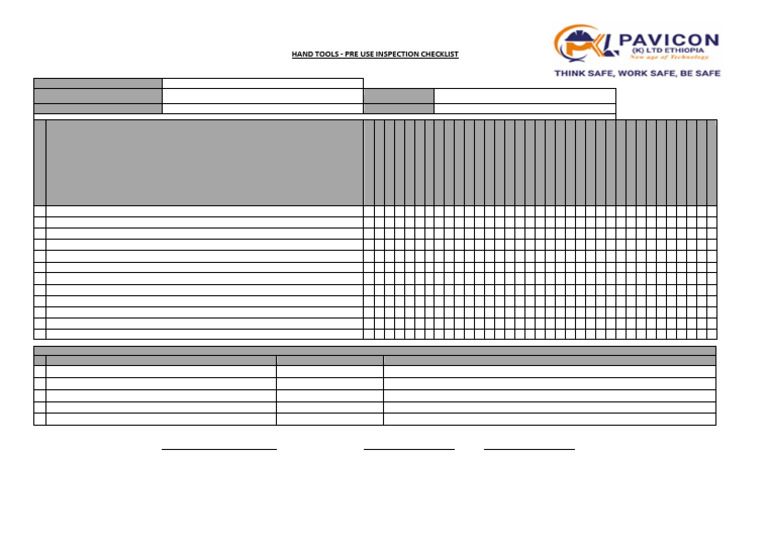Hand Tool Inspection Checklist | PDF | Tools | Metalworking