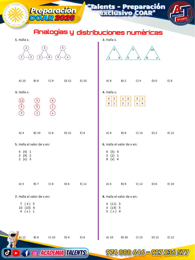 Distribución numérica y resolución de x | PDF