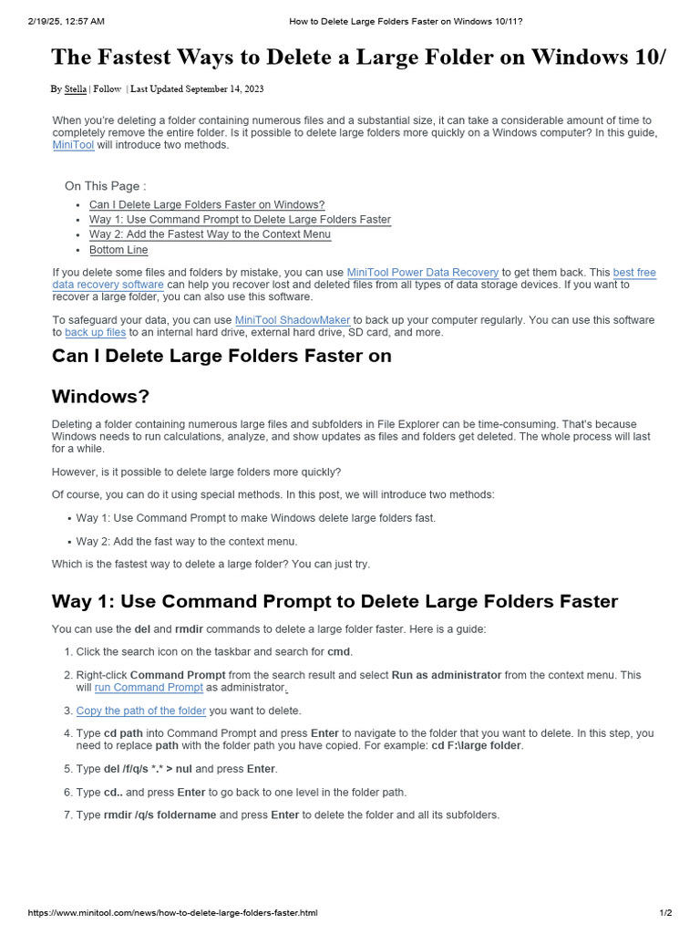 How To Delete Large Folders Faster On Windows 10 - 11 | PDF | Computer File | Windows Registry