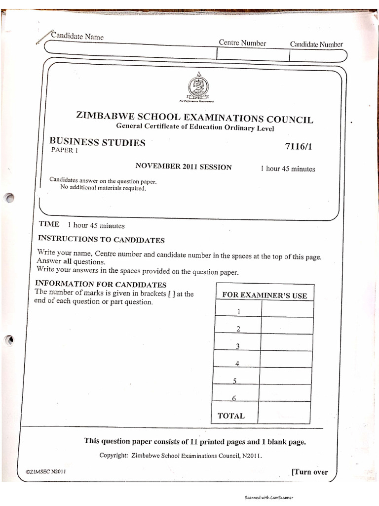 November 2011 Bes Paper 1 | PDF