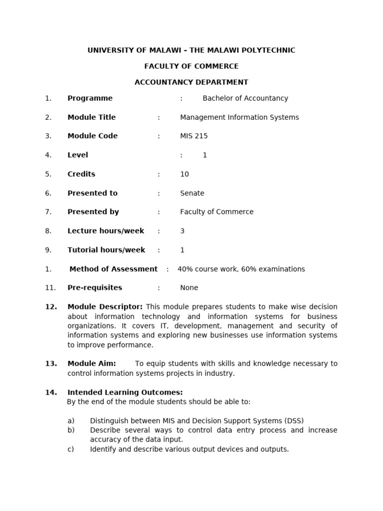 BAC 2 MIS-215 Management Information Systems | PDF | System | Information