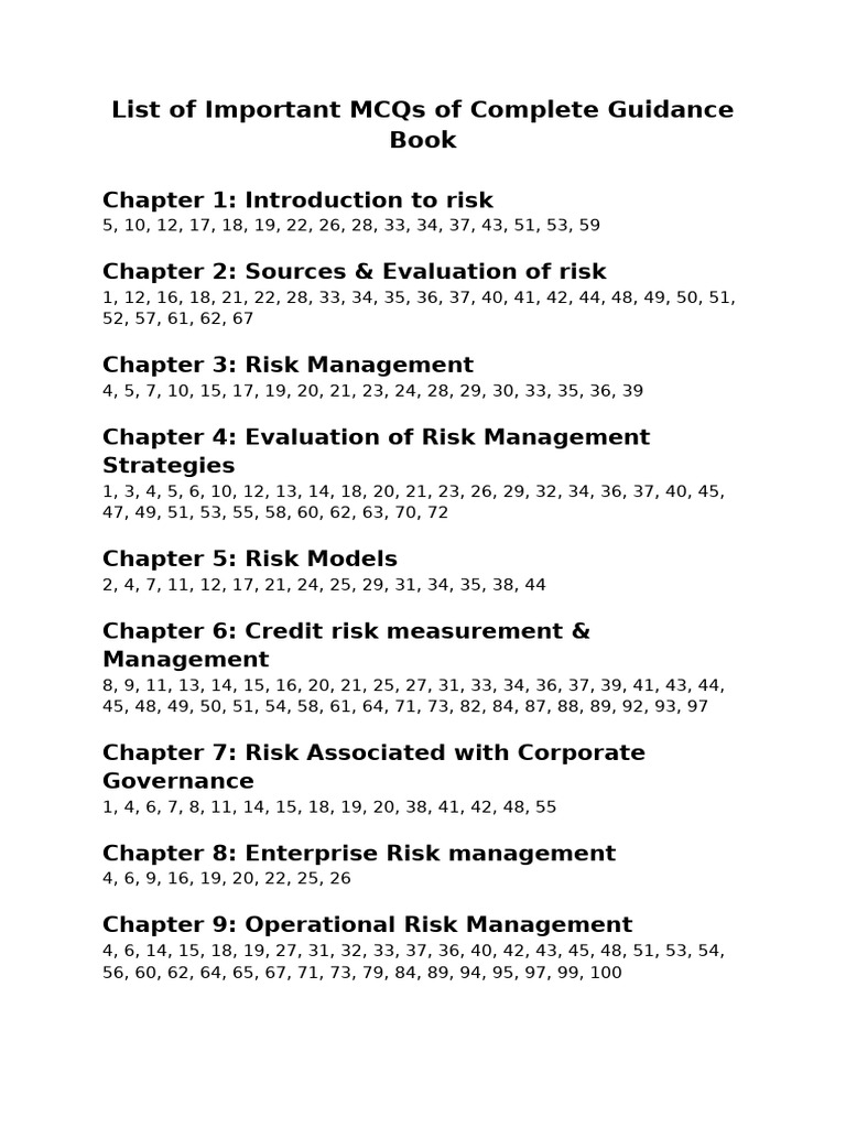 List of Important MCQs of Complete Guidance Book | PDF