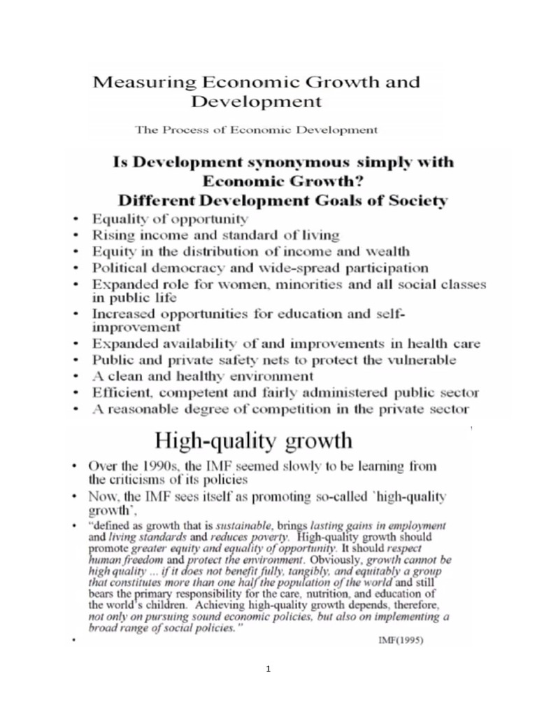 Measuring Economic Growth & Development | PDF