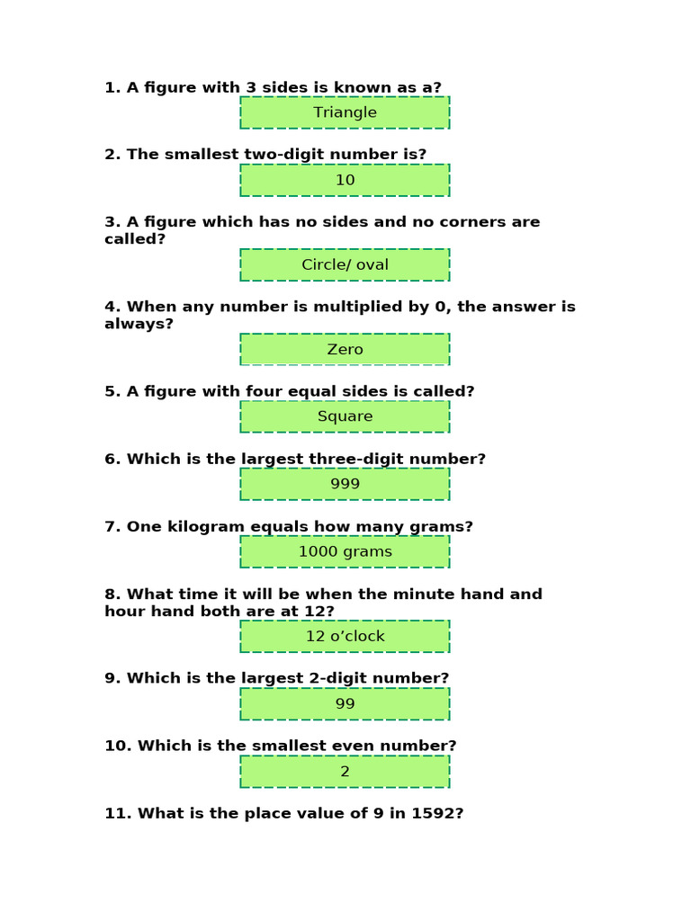 gk questions for class 2 | PDF