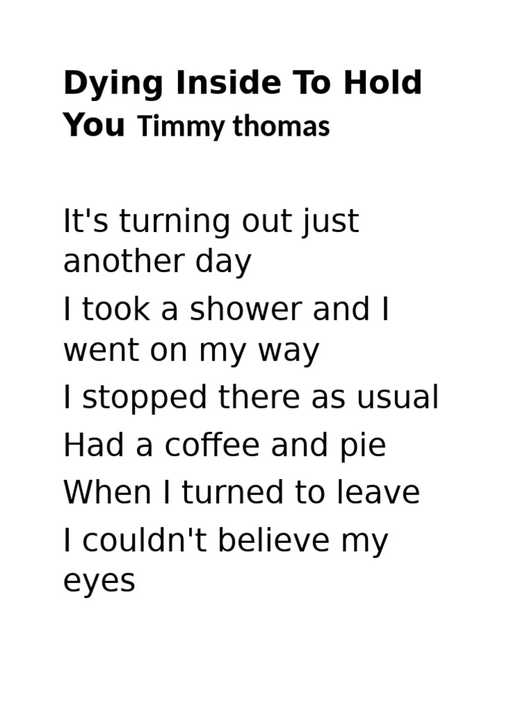 Dying Inside to Hold You Lyrics | PDF