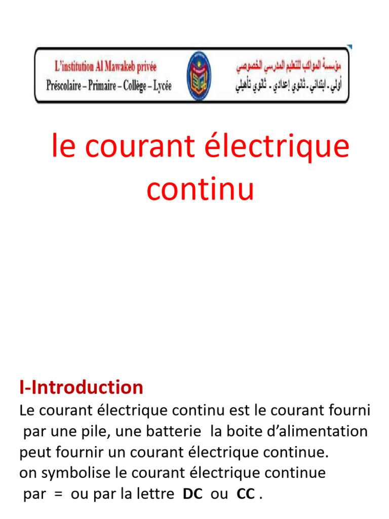 Propriétés du courant continu en électricité | PDF | Courant électrique ...