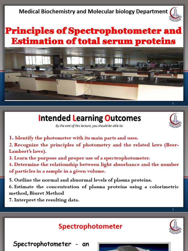 4-Lab 4 - Principles of Spectrophotometry Protein Estimation 24-25 | PDF | Spectrophotometry ...