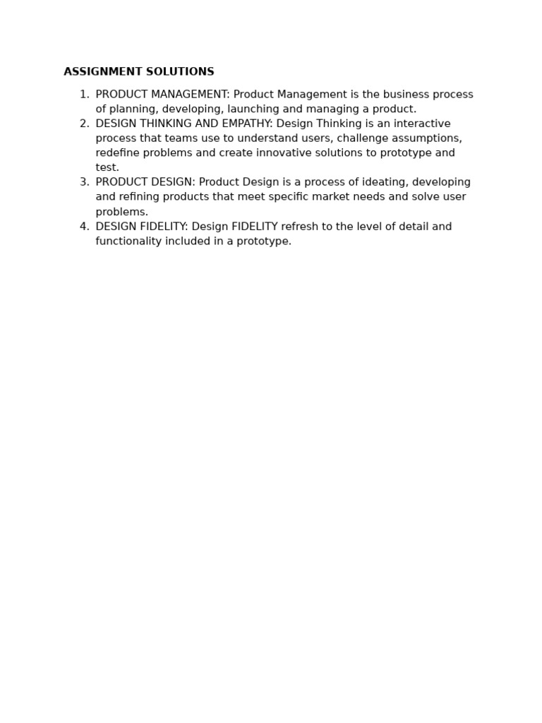 Product Management Assignment | PDF