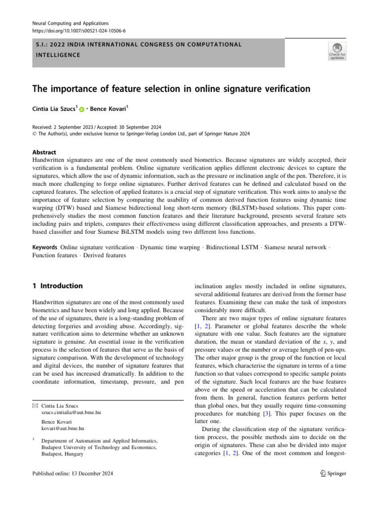 Importance of Feature Selection in Signature Verification | PDF ...