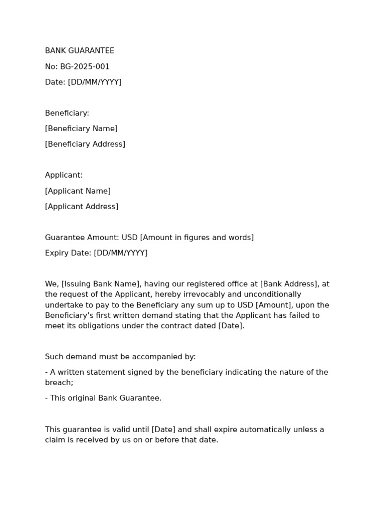 Sample - Bank Guarantee | PDF