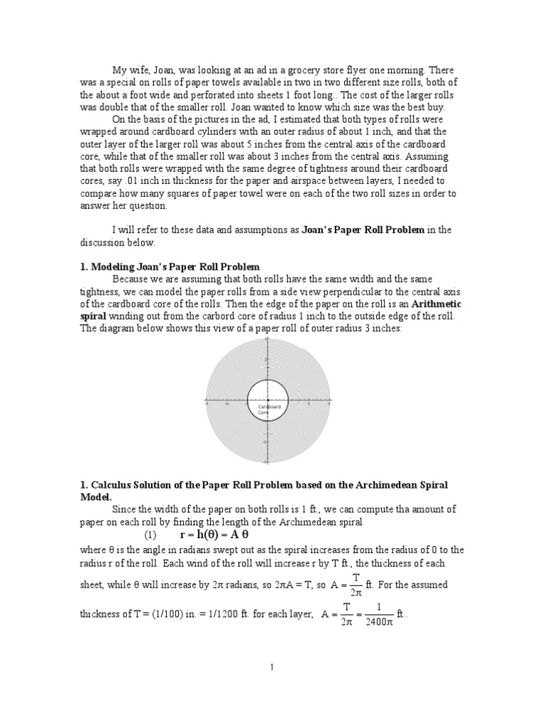 Calculating Paper Roll Lengths | PDF | Angle | Pi