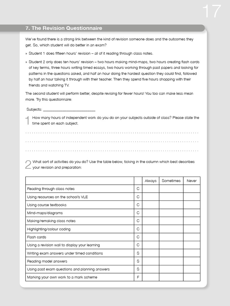 Week 30 - Revision Questionnaire | PDF | Attention | Cognition
