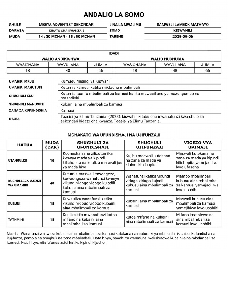 Kamusi IB | PDF