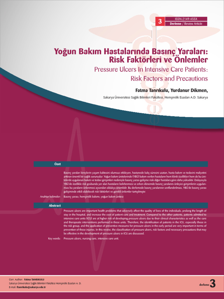 Yo - Un Bak - M Hastalar - Nda Bas - N - Yaralar - Risk Fakt - Rleri Ve ...