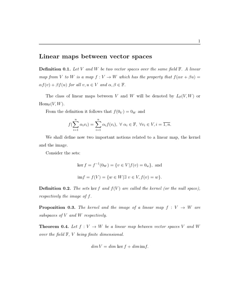 Linear Maps | PDF | Linear Map | Vector Space