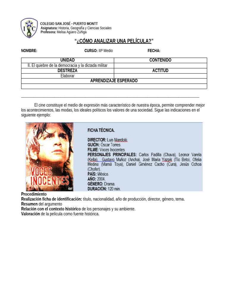 Guía - Analizar Una Película | PDF