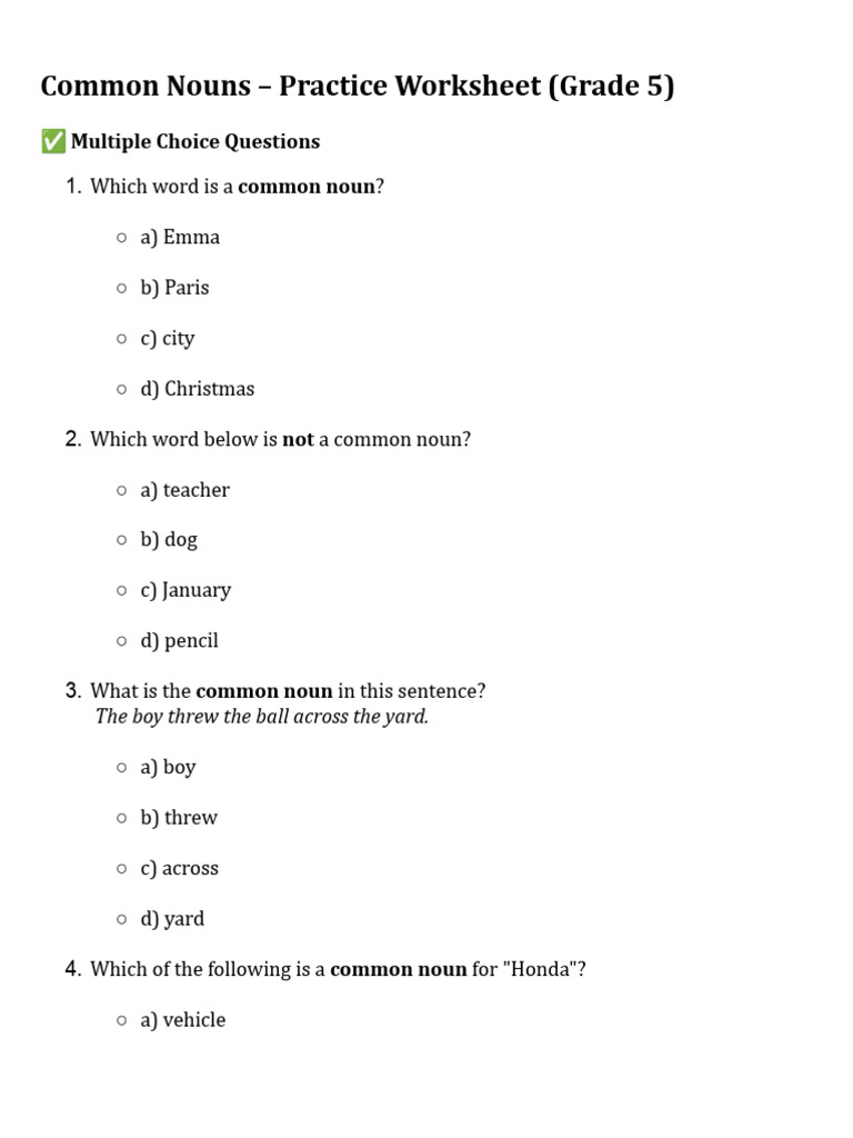 Grammar Review Nouns EOY HW | PDF | Linguistic Morphology | Semantic Units